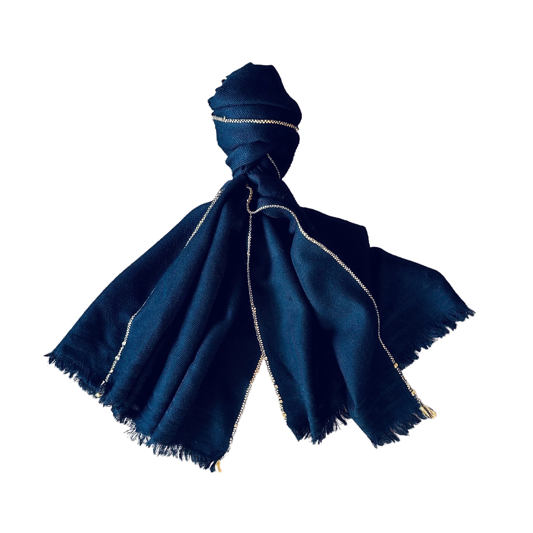 Yak-Schal | 100% Yak-Wolle | Schwarz-Gold – Atelier Tibet